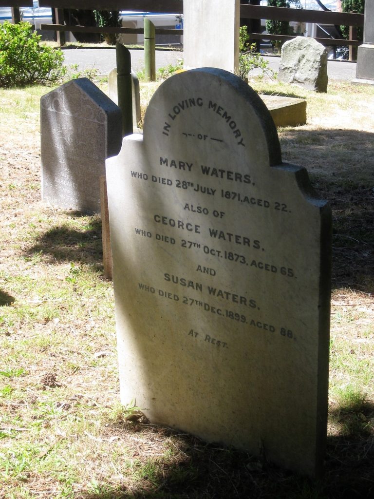 Details for WATERS George - The Friends of Bolton Street Cemetery Inc
