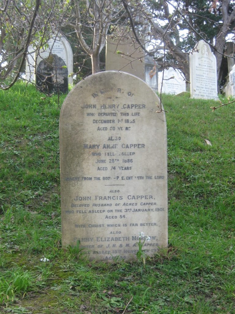 Details for CAPPER Mary Anne - The Friends of Bolton Street Cemetery Inc